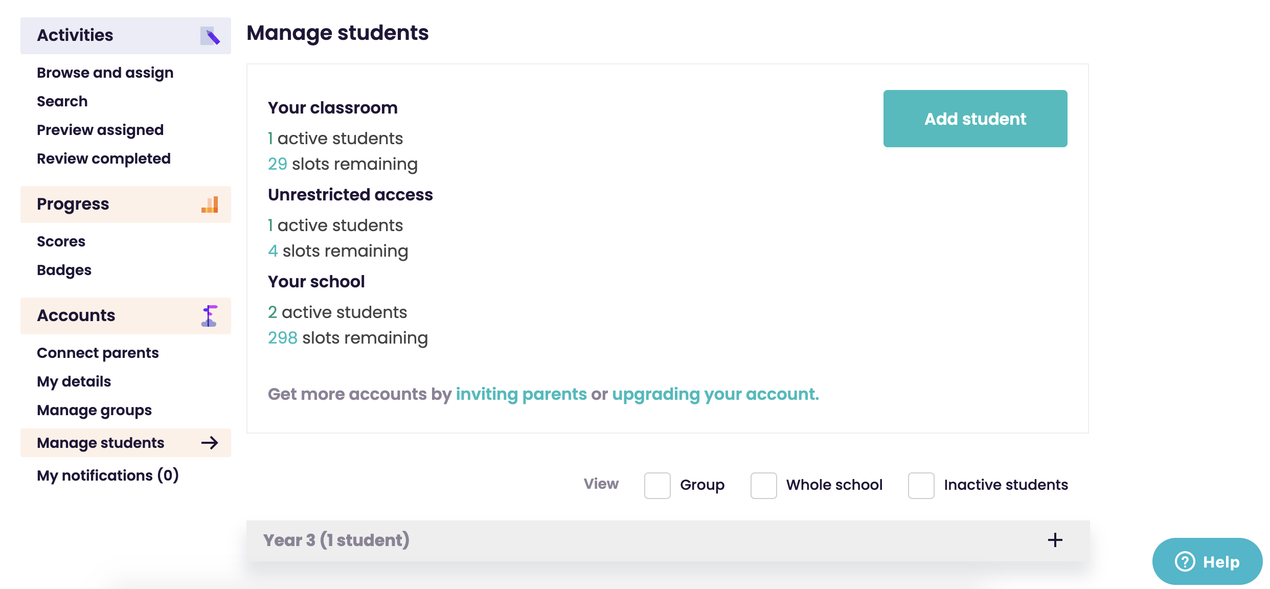 How can I manage my class by activating and deactivating student ...